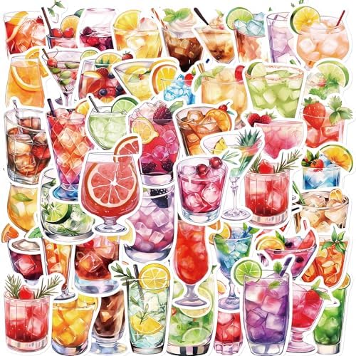 Amazon.com: Cocktails Stickers Watercolor Sweets Drinks Beverage ...