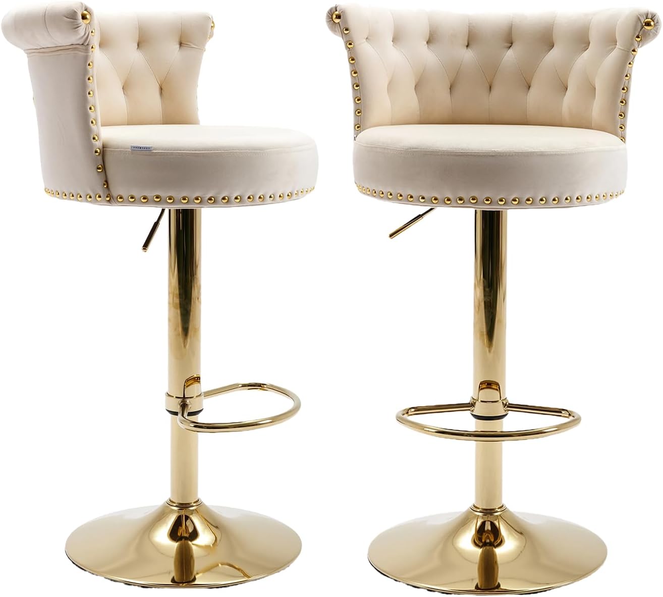 Amazon.com: Lin-Utrend Luxury Swivel Bar Stools Set of 2,Velvet Height ...