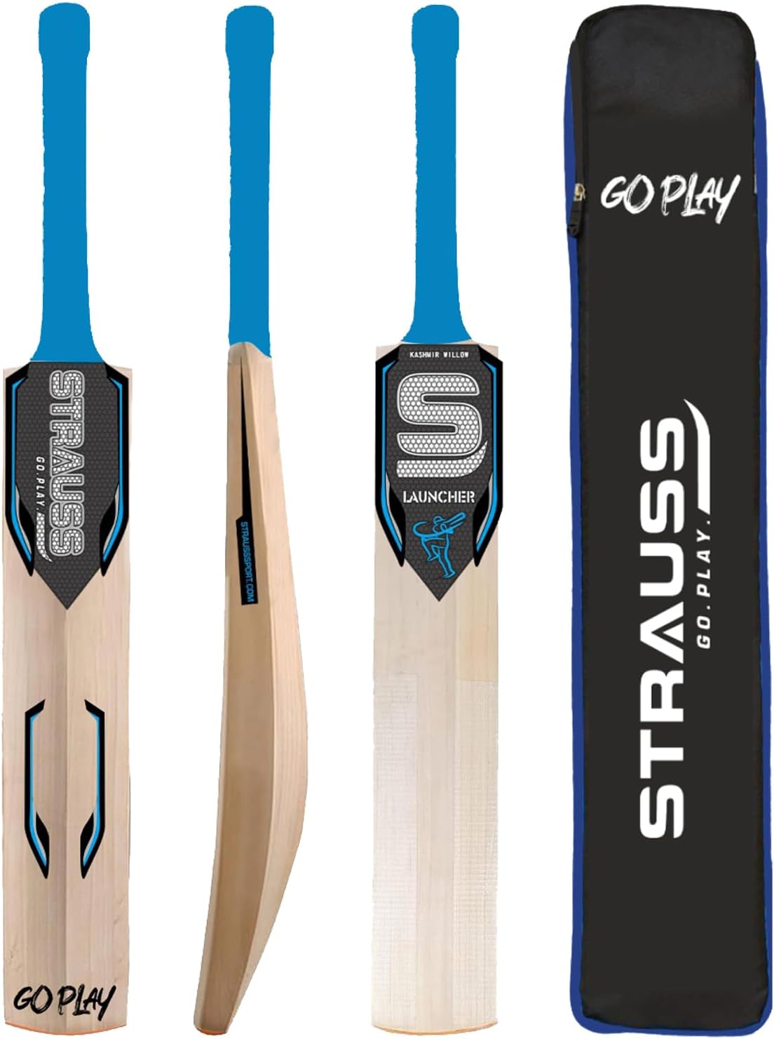 Strauss Launcher Cricket Bat | Kashmir Willow | Cricket Bat with Grip ...