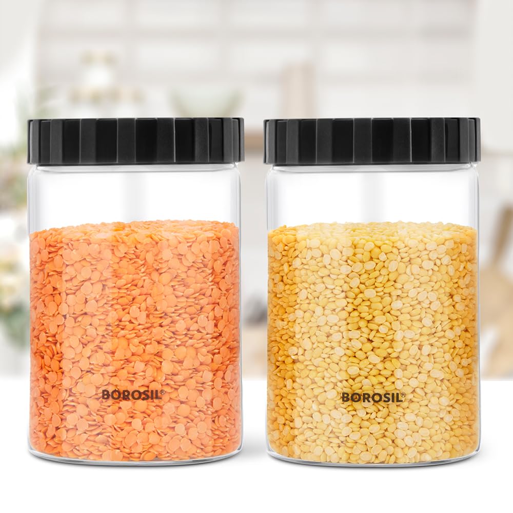 Buy Borosil Endura Glass Jar with PP Lid, Set of 2 (900 ml Each) Air ...