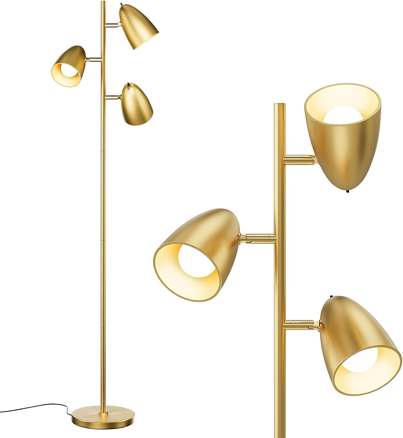 addlon Tree Floor Lamp with 3 Adjustable Rotating Lights and Matching ...
