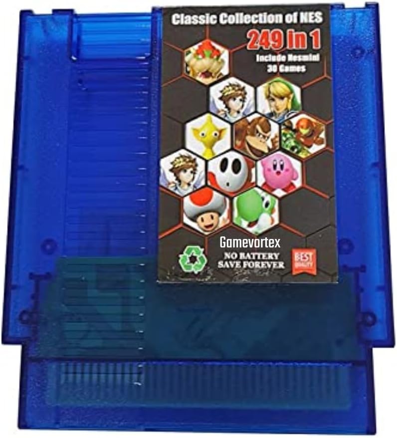 Gamevortex Retro Console NES 249 in 1 Classical 72 Pins 8 Bit Game ...