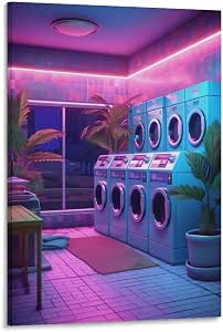 Amazon.com: josnmre Nostalgic 80s Neon Aesthetic Washing Machines ...
