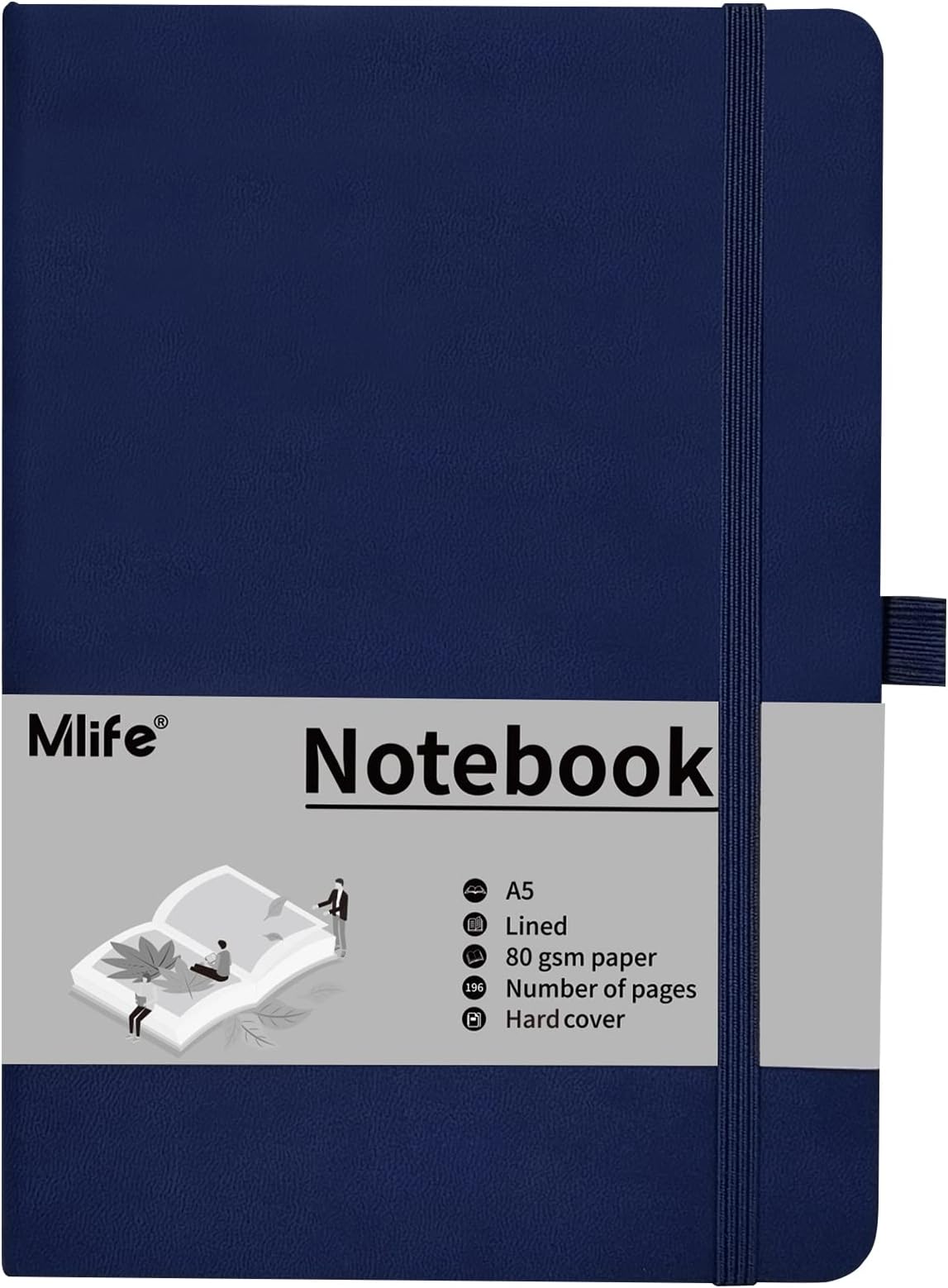 Mlife A5 Journal Notebook,Lined Hardback Notebook with Pen Holder,192 ...