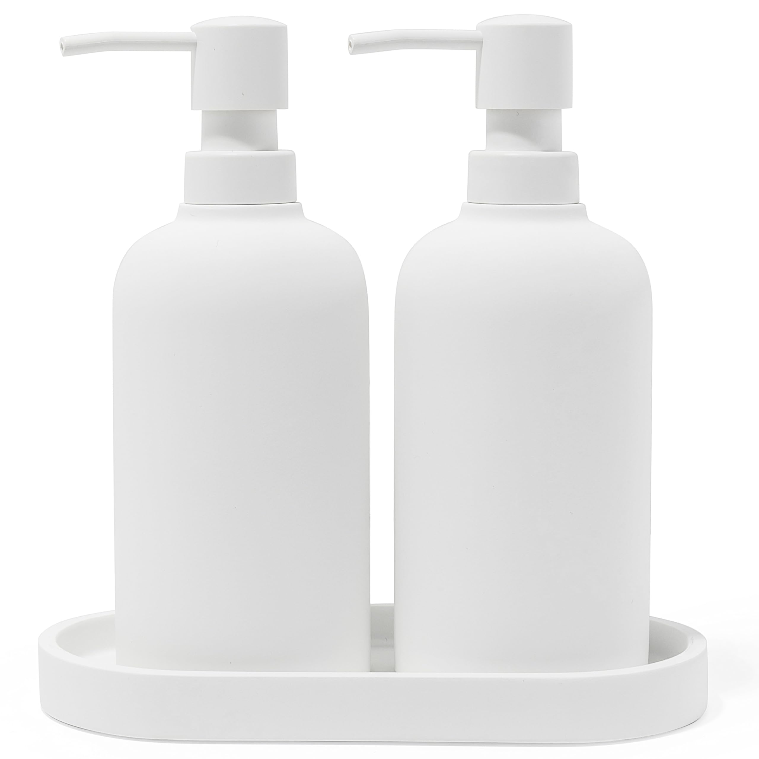 Amazon.com: Yew Design - Matte White Soap Dispenser Set with Tray, 2 ...