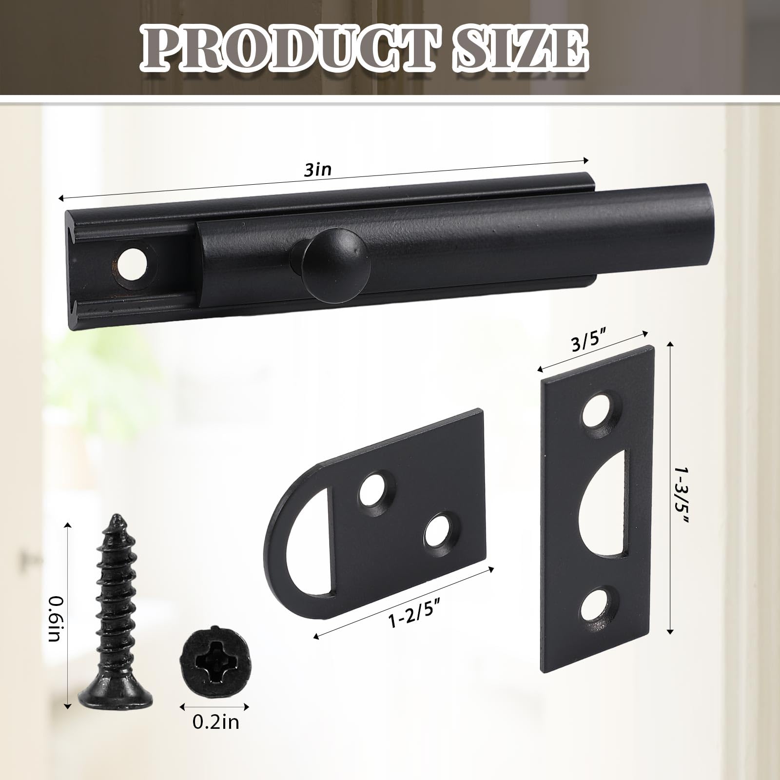 Snapklik.com : Lothee 2 Pcs Solid Brass Surface Bolt Door Bolt Latch ...