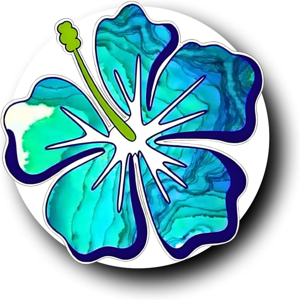 Amazon.com - Hibiscus Flowers Blue Vinyl Sticker - Car Phone Helmet ...
