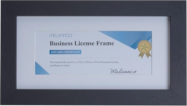 Amazon.com - Melannco Black Wood Business License Frame, Matted to ...