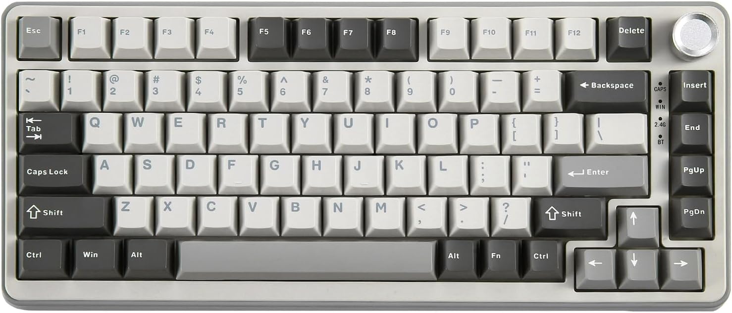 YINDIAO Ajazz AK820 Mechanische Tastatur mit Knopf,75% ANSI-Layout,81 ...