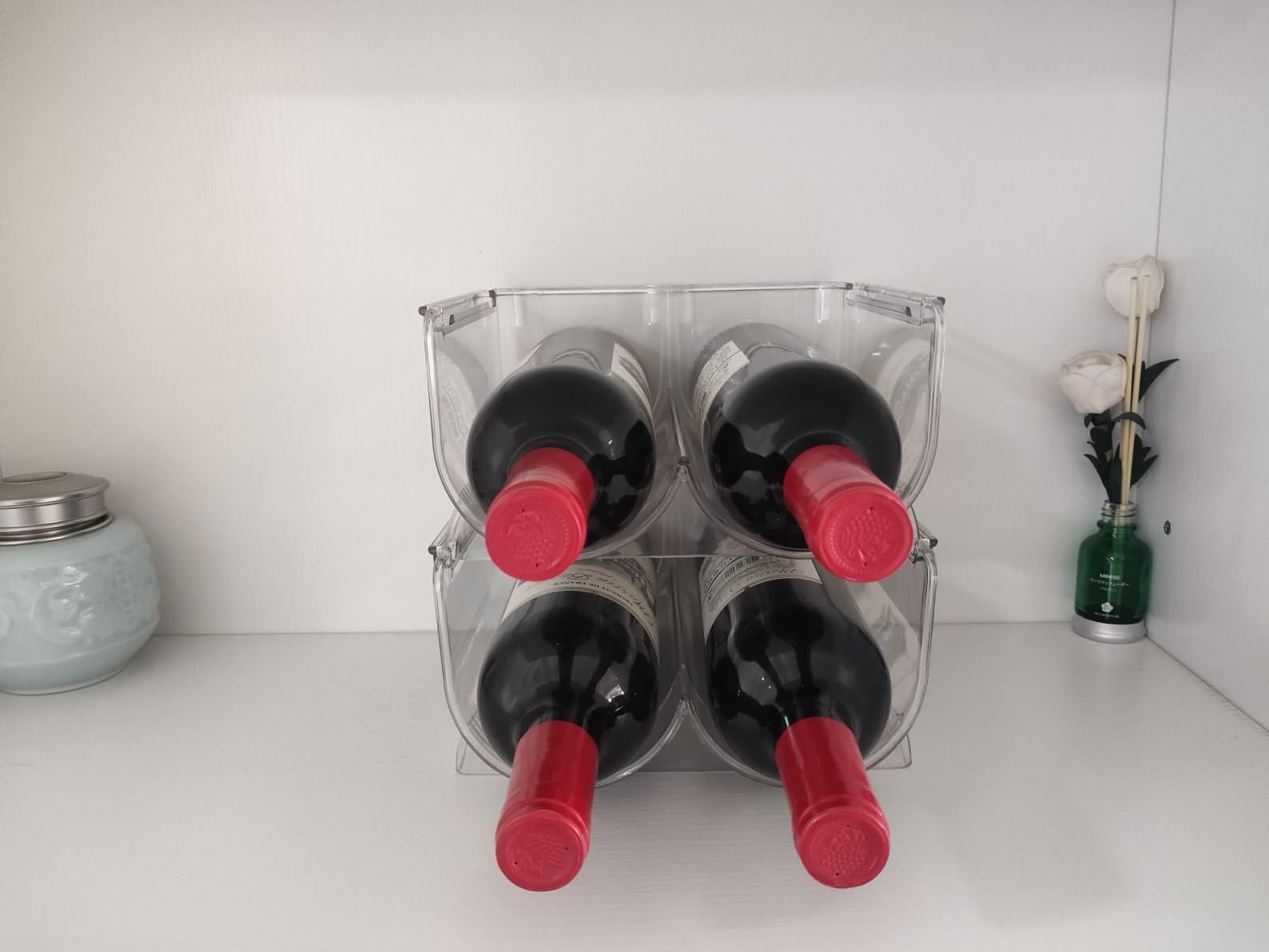 Snapklik.com : Modular Wine Rack Stackable 4-Bottle Plastic Wine ...