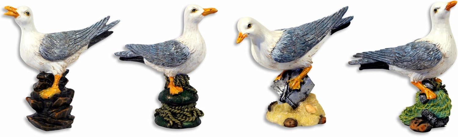 Amazon.com: Handpainted Seagull Bird Figurine 4" (Set of 4): Head ...
