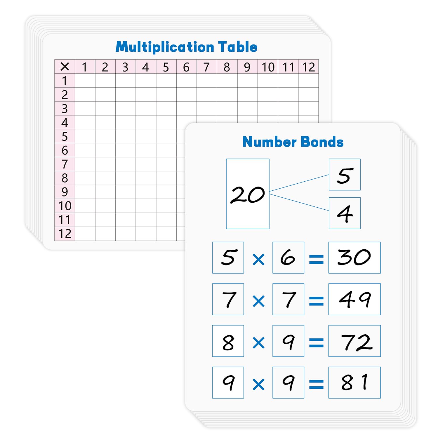 Amazon.com : 10 Pack Multiplication Chart Whiteboard Card - Double ...