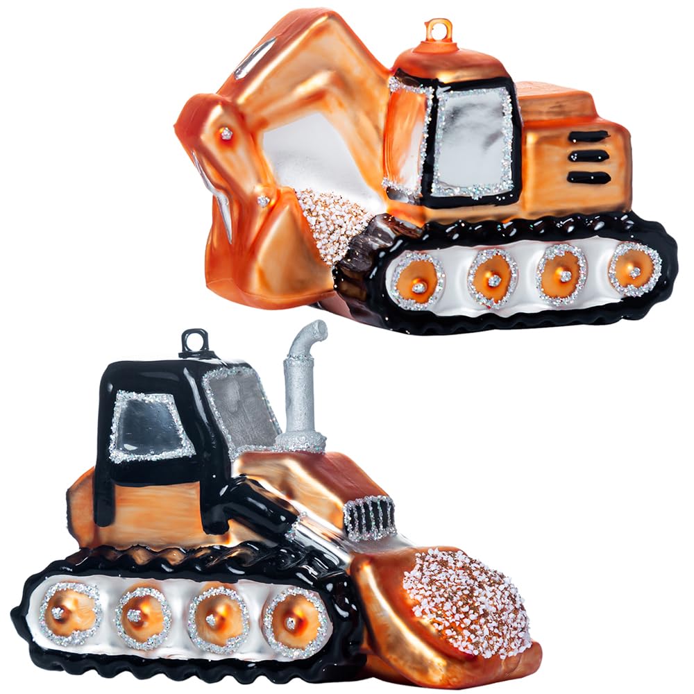 Amazon.com: Glass Bulldozer Excavator Christmas Ornament for Christmas ...
