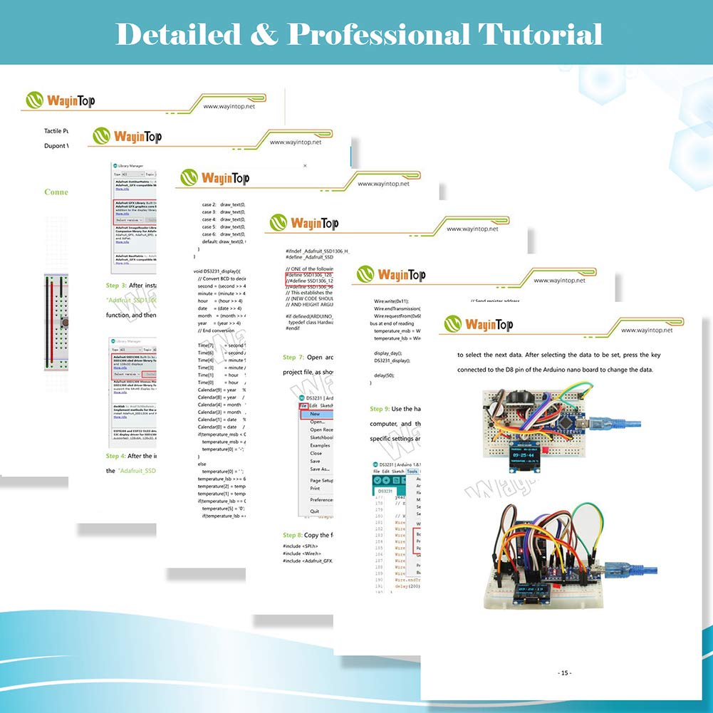 Buy WayinTop Real Time Clock Kit with Tutorial for Arduino, DS3231 AT24C32 Clock Module + Micro ...