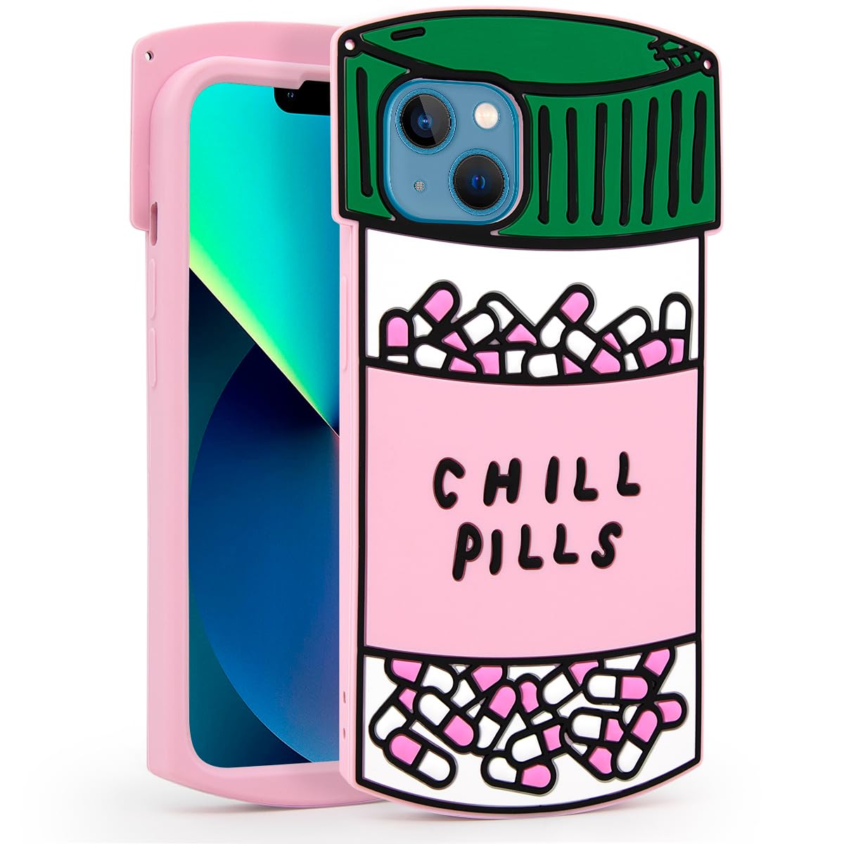 Amazon.com: Dumkery Cute iPhone 13 Case, Chill Pills iPhone 14 Case ...