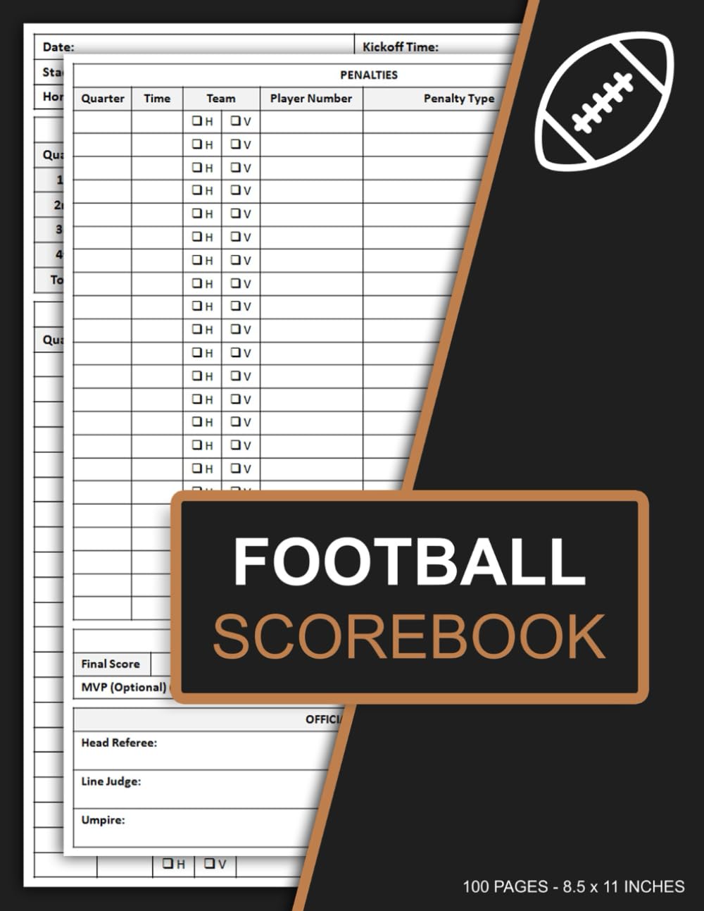 Football Scorebook: American Football Game Stats Tracker | Football ...