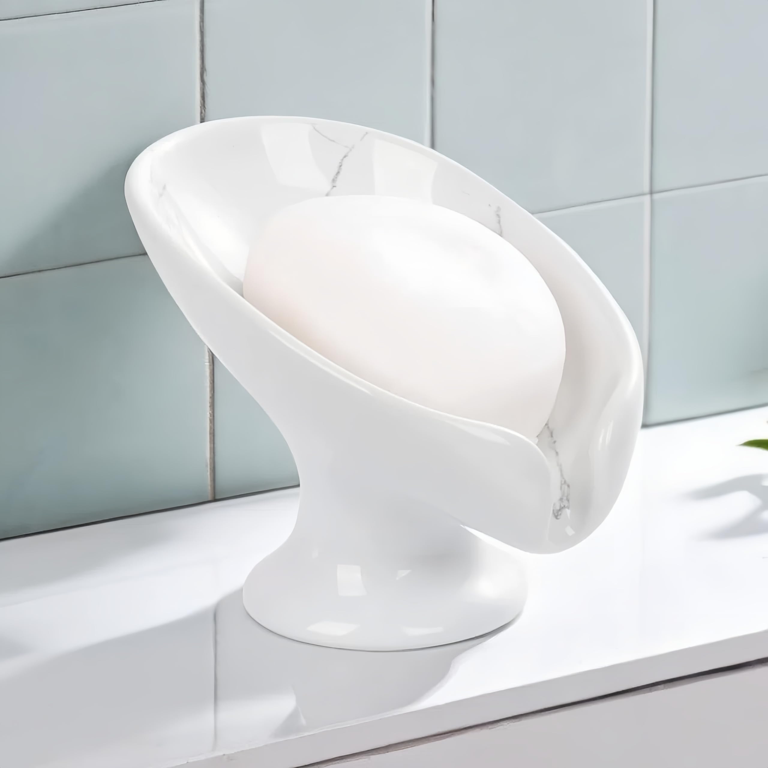 Umlaca Soap Dish Ceramic,Self Draining Soap Holder Keep Soap Dry,Leaf ...