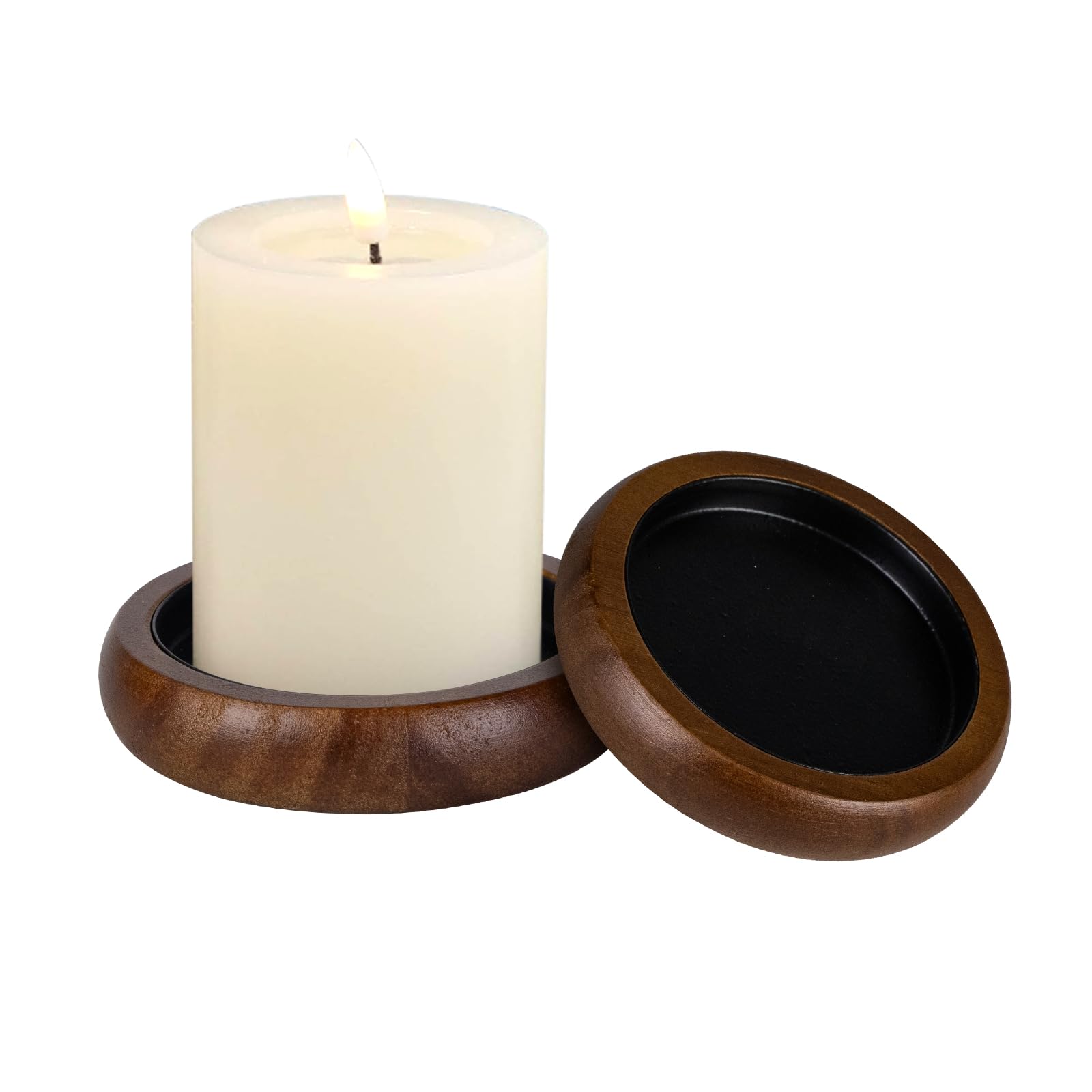 Amazon.com: Candle Holder for Pillar Candle Set of 2, Farmhouse Wood ...