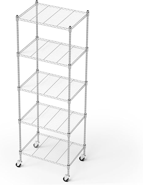 Amazon.com: FUXRYTH Garage Shelving with Wheels, 5 Tier Shelving Unit ...