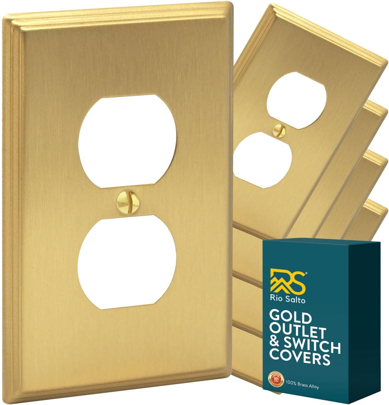 Rio Salto BRASS Metal Gold Outlet Cover MIDSIZE Duplex 1-Gang Light ...