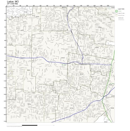 Amazon.com : ZIP Code Wall Map of Ladue, MO ZIP Code Map Not Laminated ...