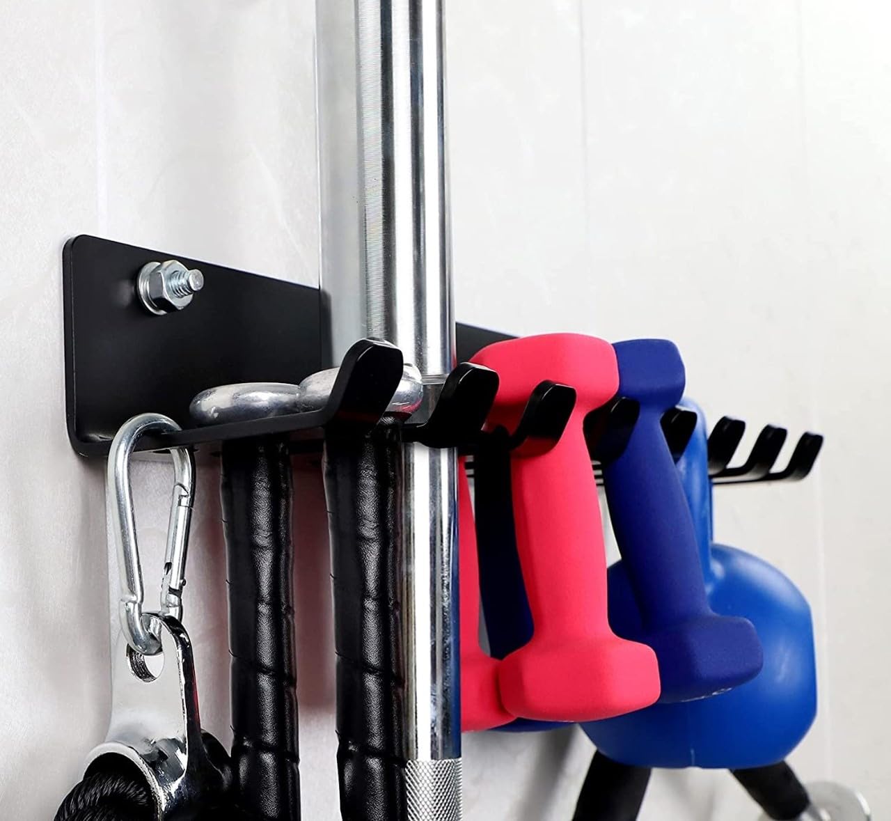 IBS Fitness Gym Storage Rack, Gym Hooks for Olympic Barbells, Bands ...