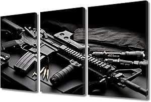 Amazon.com: TUMOVO 3 Panels Modern Wall Art Gun Canvas Prints Art Gun ...