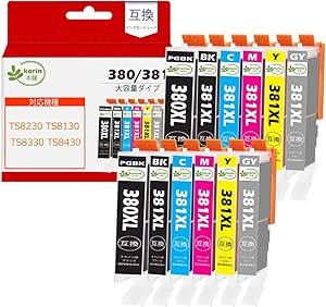Amazon.co.jp: 【korin本舗】BCI-380XL BCI-381XL 互換インクカートリッジ キャノン(Canon)用 プリンター インク BCI-380 BCI-381 ...