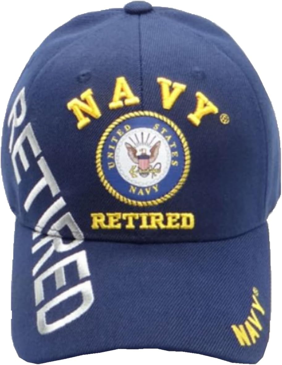 Amazon.com: Navy Emblem Retired (Retired on Side) Baseball Cap (Navy ...