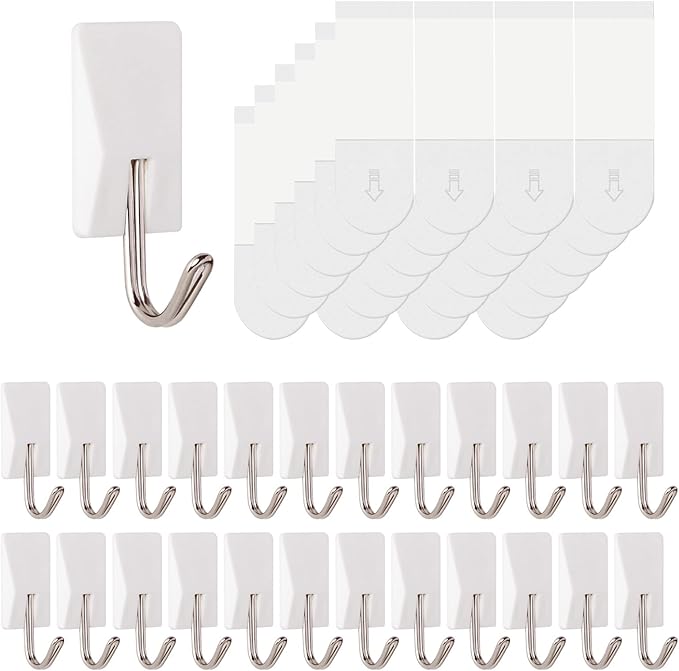 Gluest Adhesive Small Hook for Hanging, 24 Wall Hooks with 24 Adhesive ...