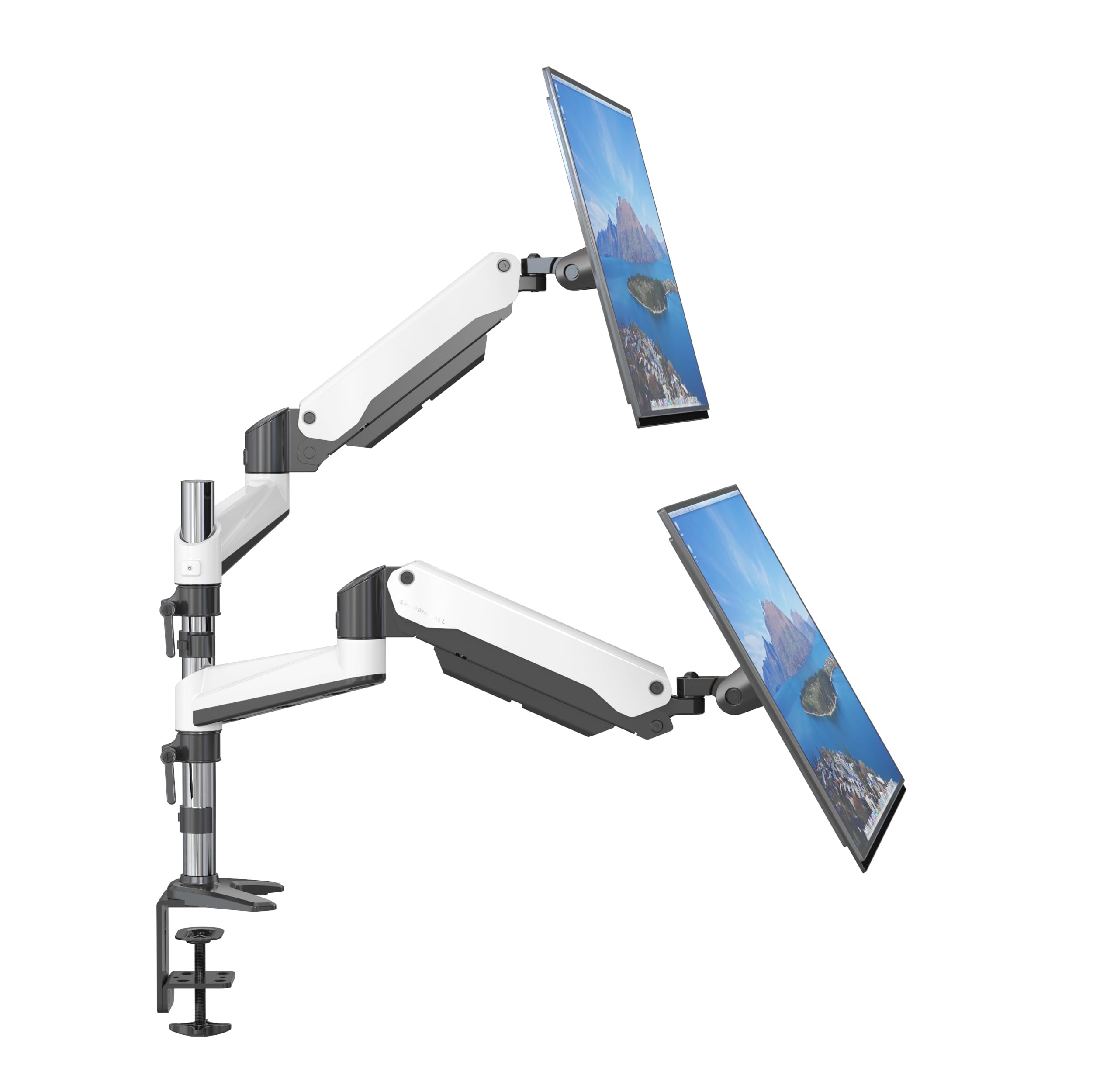 SHOPPINGALL Fully Adjustable Dual Gas Spring LCD Monitor Mount Stand ...