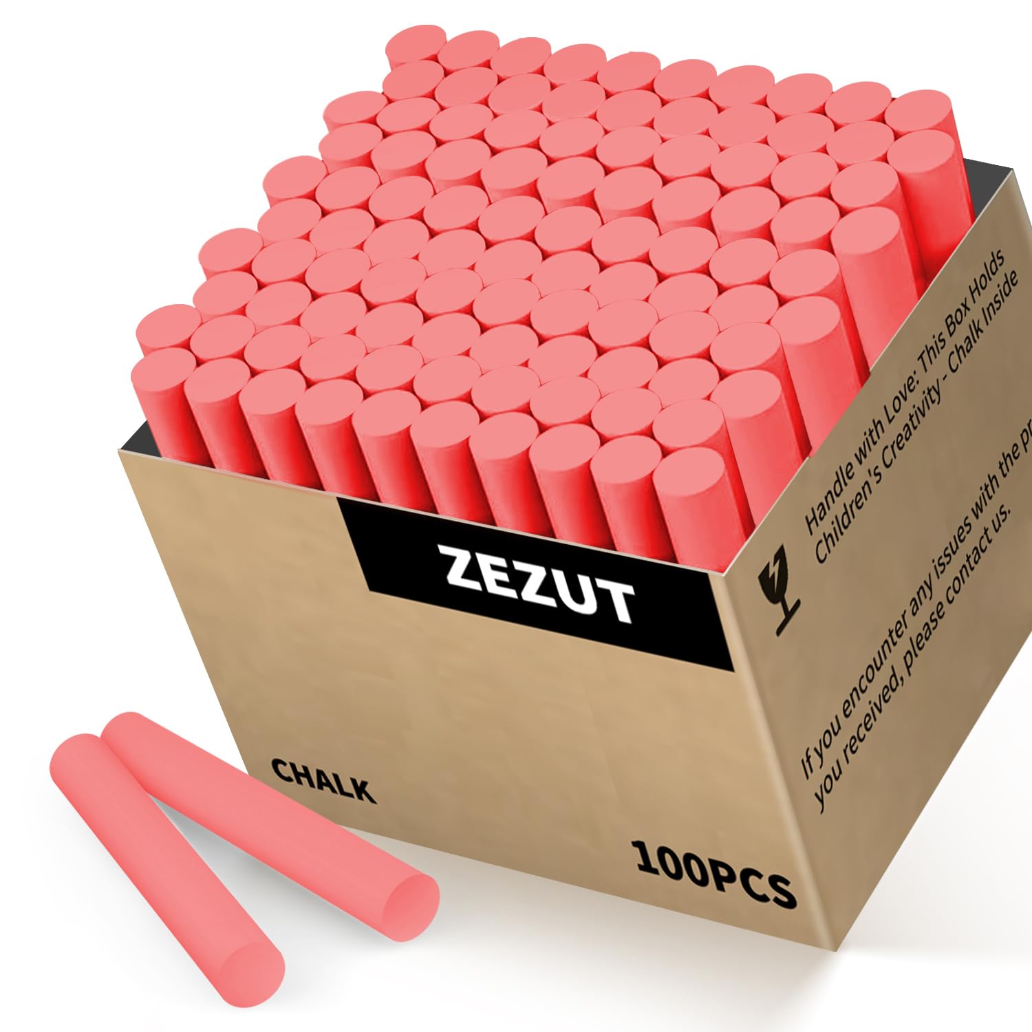 Amazon.com : ZEZUT Red Chalk 100PCS, Low Dust Chalks Stick Bulk for ...