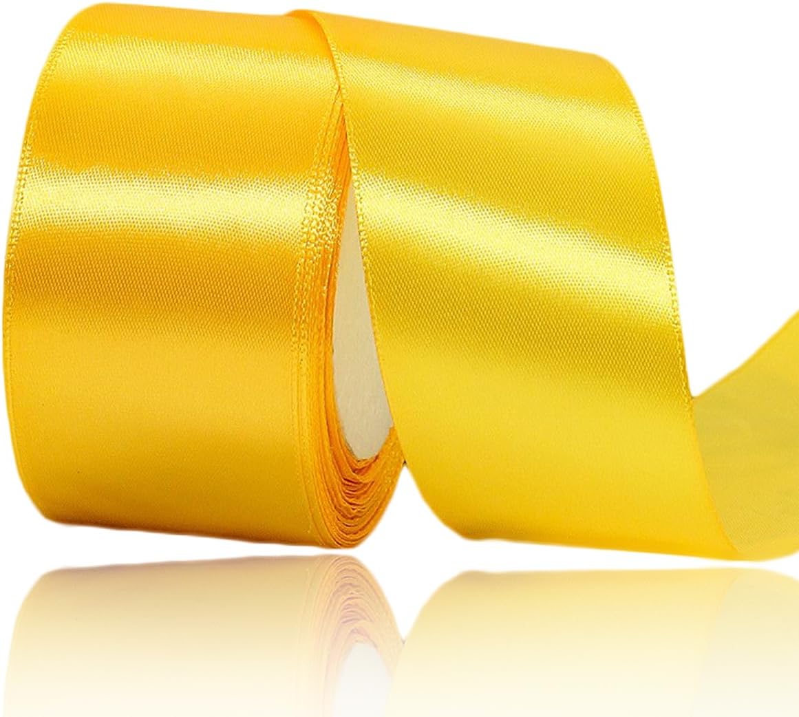 Amazon.com: Yellow Ribbon 2 Inch x 25 Yards, Yellow Fabric Ribbon for ...