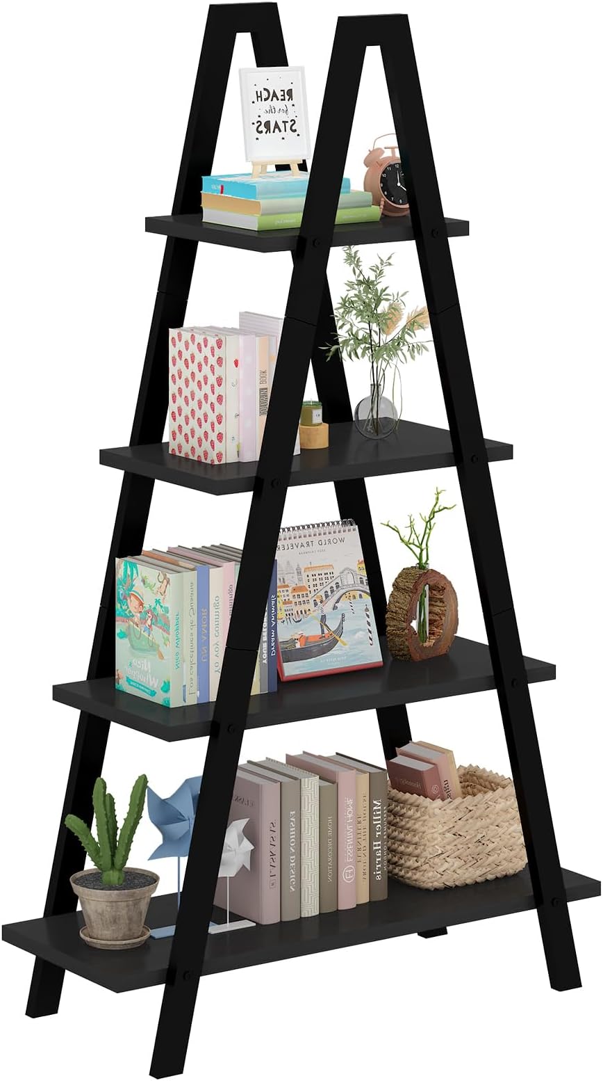 Amazon.com: NORCEESAN 4-Tier Ladder Shelf Plant Stand Indoor Black ...