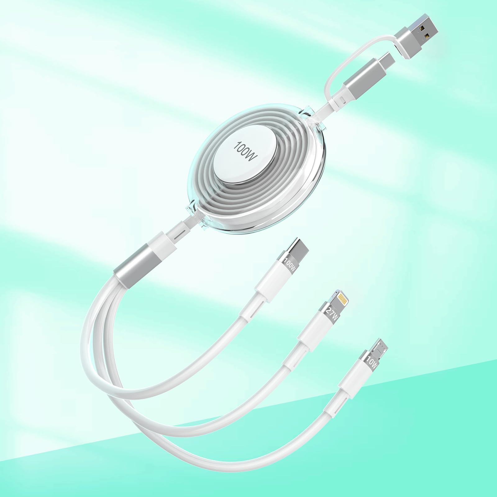 Amazon.com: 100W Retractable Multi 5-in-1 USB A/Type C to Lightning+USB ...