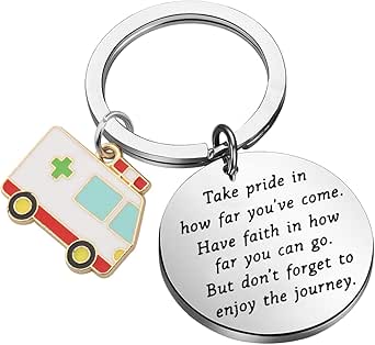 Amazon.com: FUSTMW Ambulance Keychain Ambulance Driver Gifts First ...