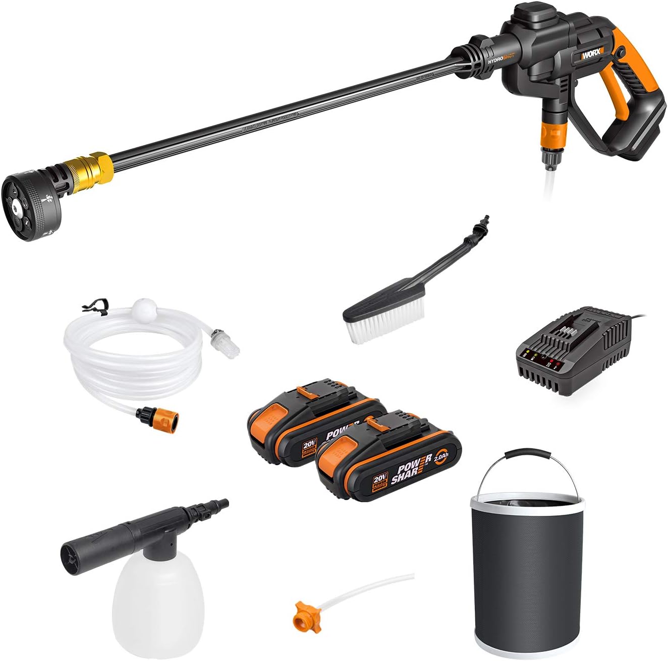 WORX 18V (20V MAX) Cordless Pressure Cleaner Washer Hydroshot WG620E.4, PowerShare, 5-in-1 ...