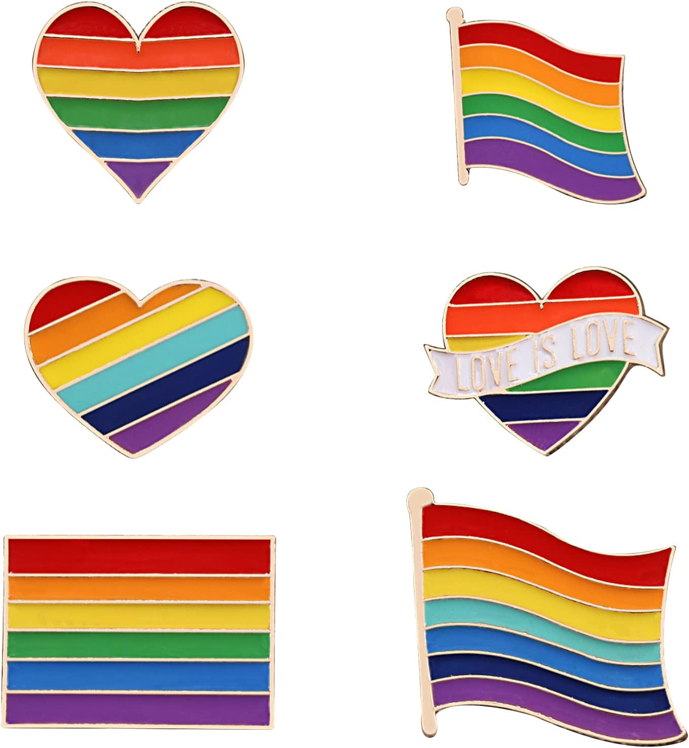 ISOI 6 Style Pride Rainbow Badge, Gay Pride Accessories Set, for Lover ...