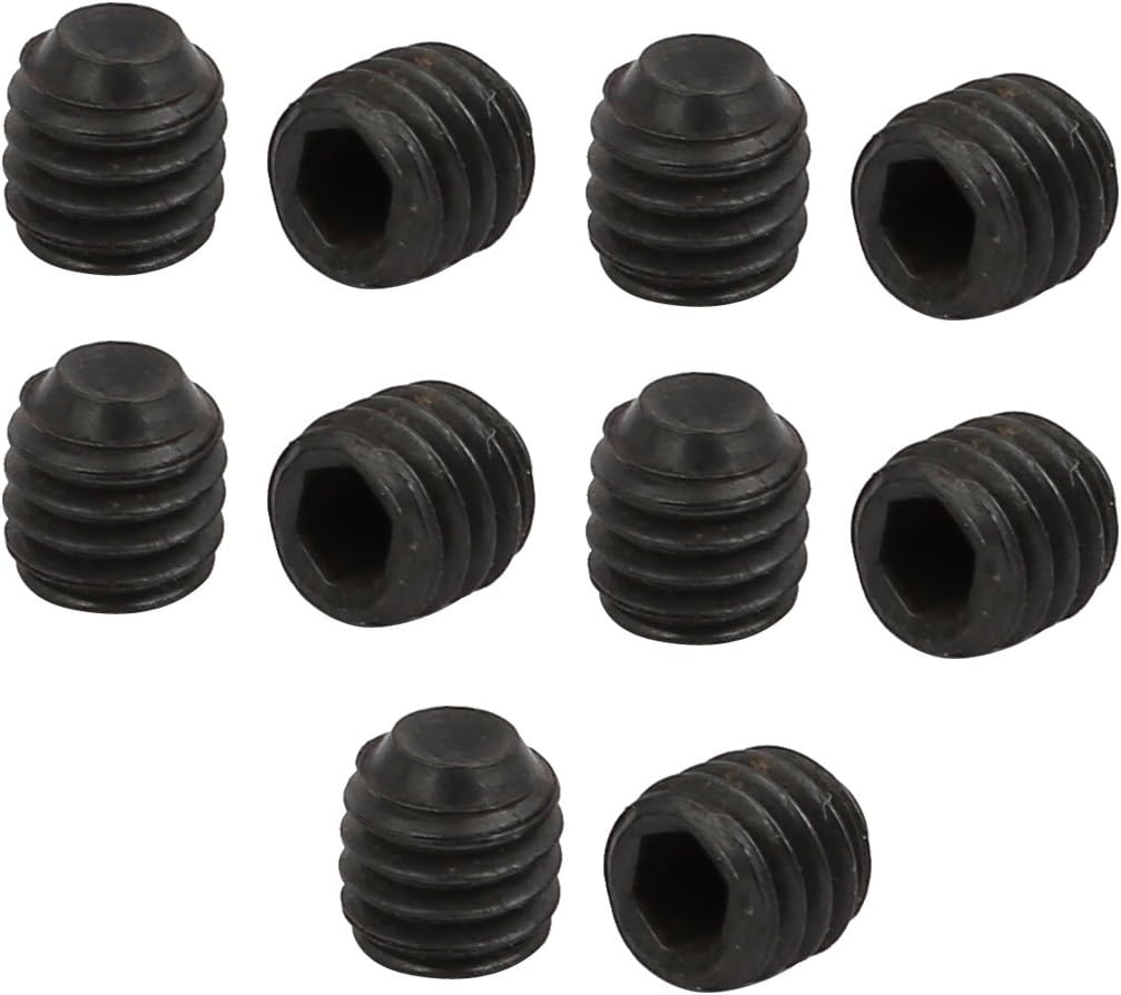 Amazon.com: uxcell M4 X 4mm Cup Point Hex Socket Grub Set Screws Black ...