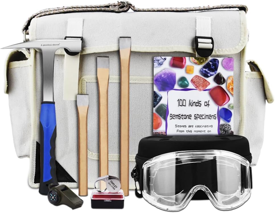 A peerless shovel 10 PCS Geology Rock Pick Hammer Kit, 21oz Hammer & 3 ...