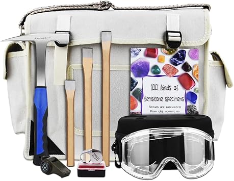 A peerless shovel 10 PCS Geology Rock Pick Hammer Kit, 21oz Hammer & 3 ...