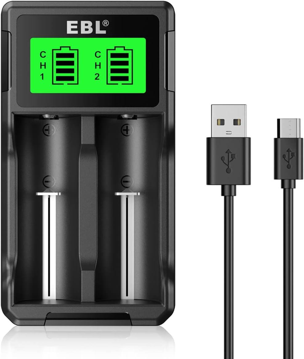 EBL Universal 18650 Battery Charger for 3.7V Lithium ion Rechargeable ...