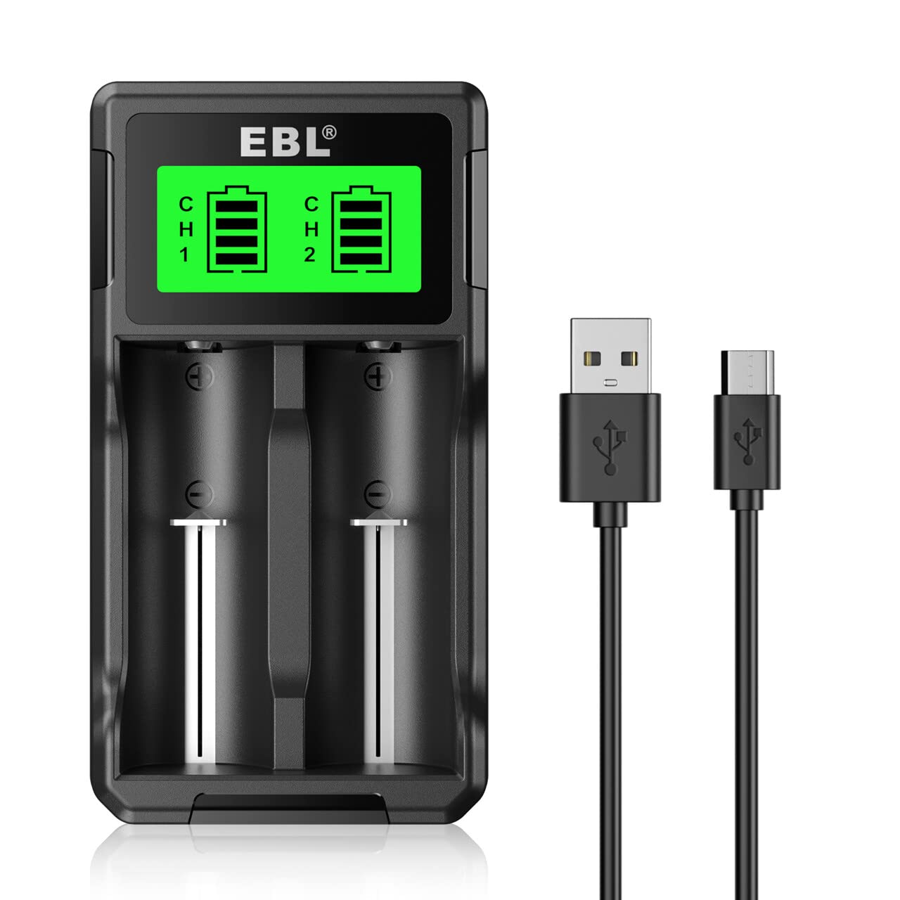 EBL Universal 18650 Battery Charger for 3.7V Lithium ion Rechargeable ...