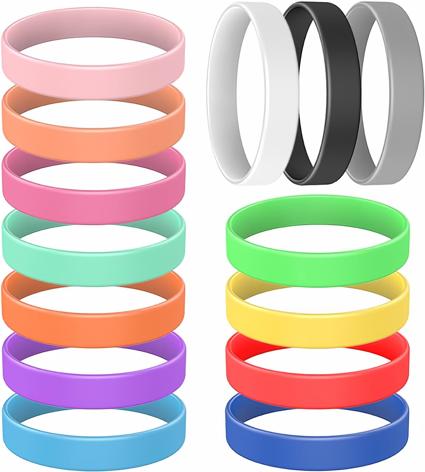 Amazon.com : 24 Pieces Rubber Bracelets Silicone Wristbands Blank Black ...