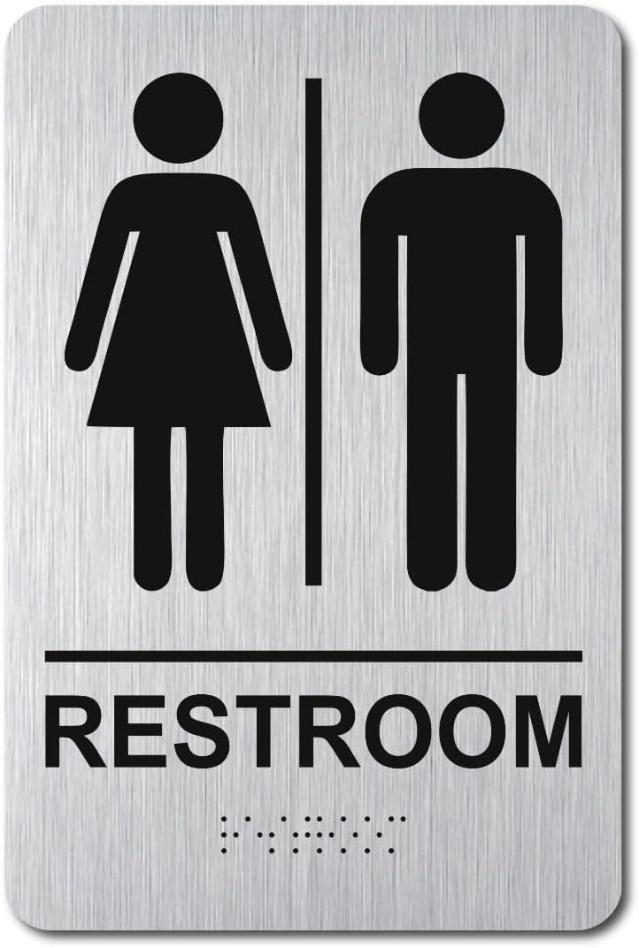 Amazon.com : Restroom Sign Men and Women, Unisex Restroom Sign (Brushed ...