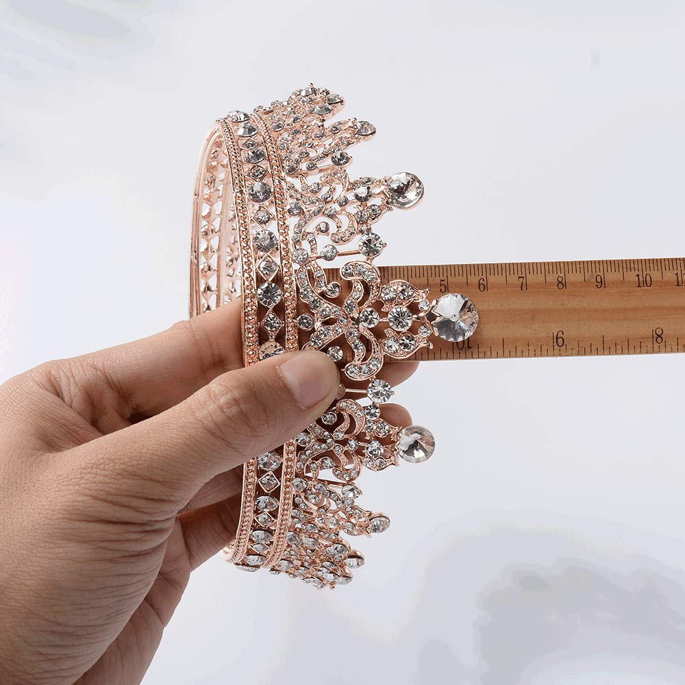 S SNUOY Corona de cristal redonda completa para boda, diamantes de ...