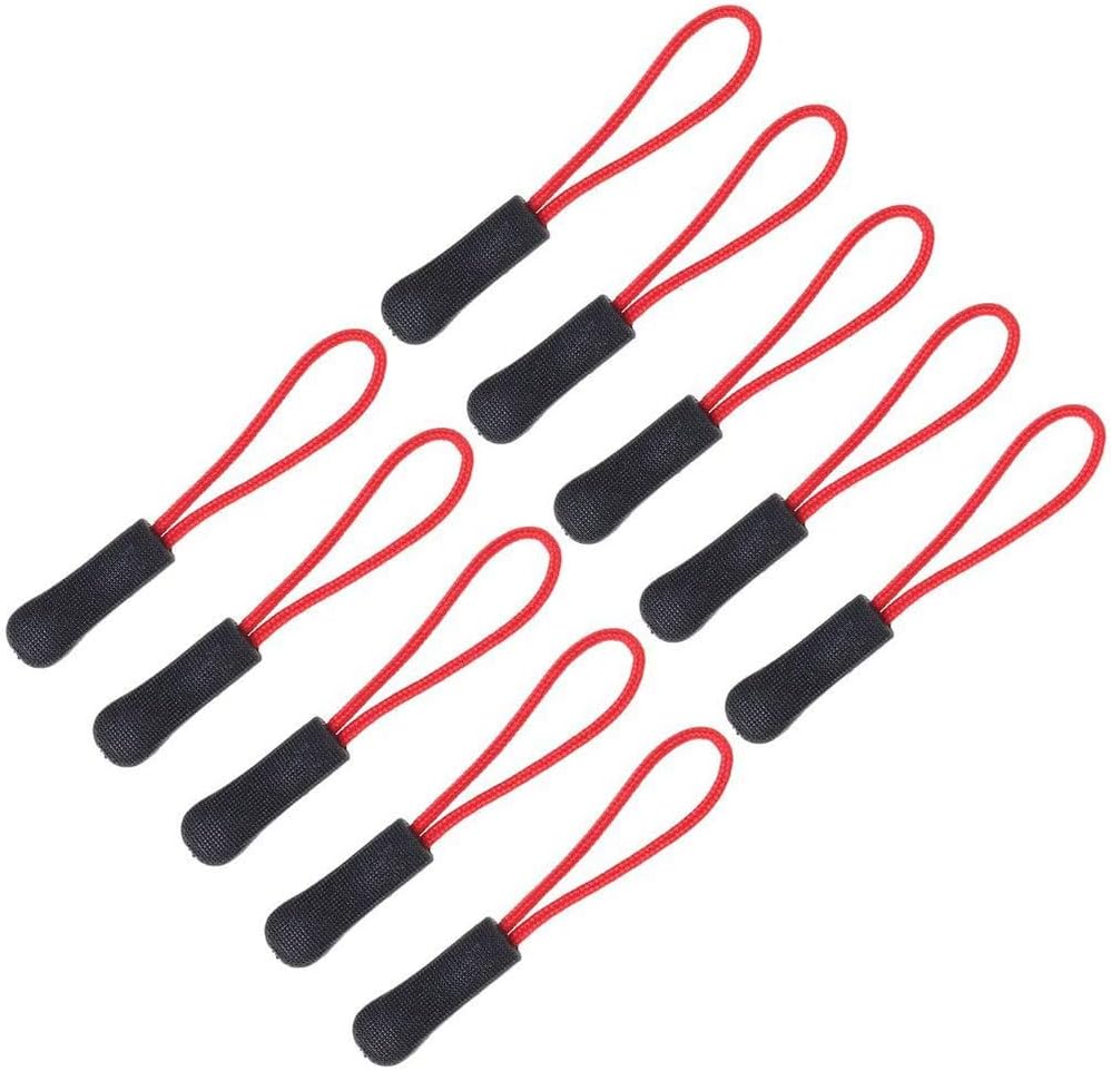 POFET 10pcs Zip Tags Cord Pulls - Black & Red Zip Slider Extension ...