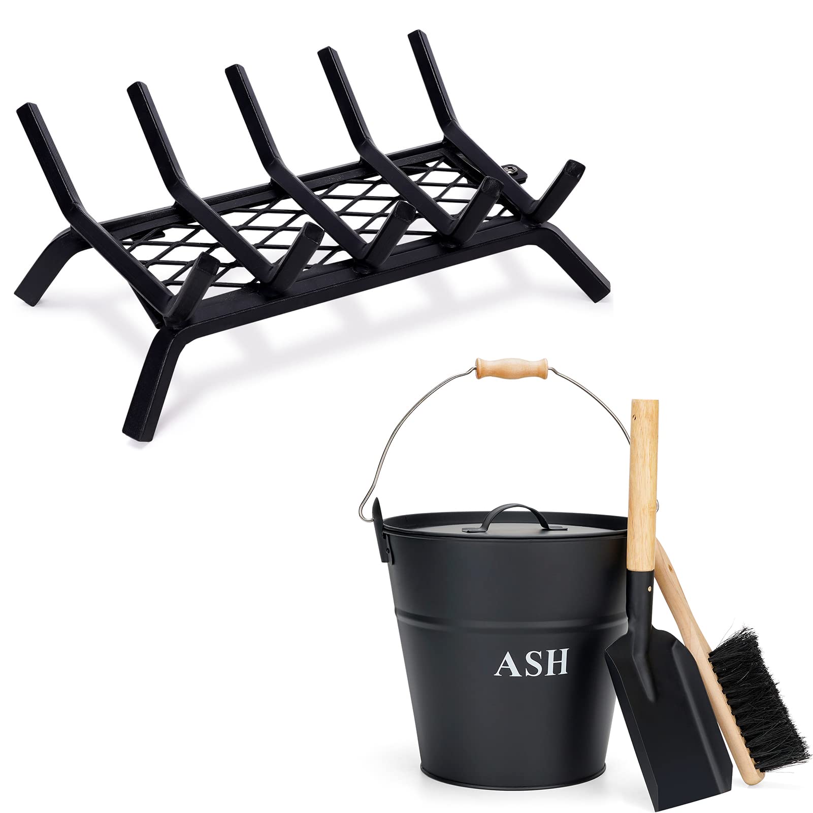 Amazon.com: 17 Inch Fireplace Grates, Ash Bucket with Lid, Shovel, and ...
