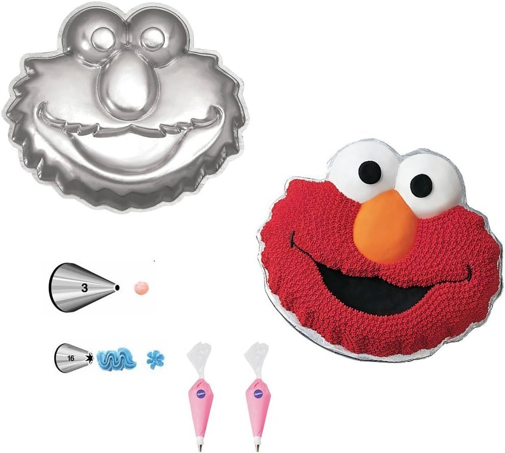 Amazon.com: Wilton Elmo Face Cake Pan Bundle of 5 Items: Elmo Face Cake ...