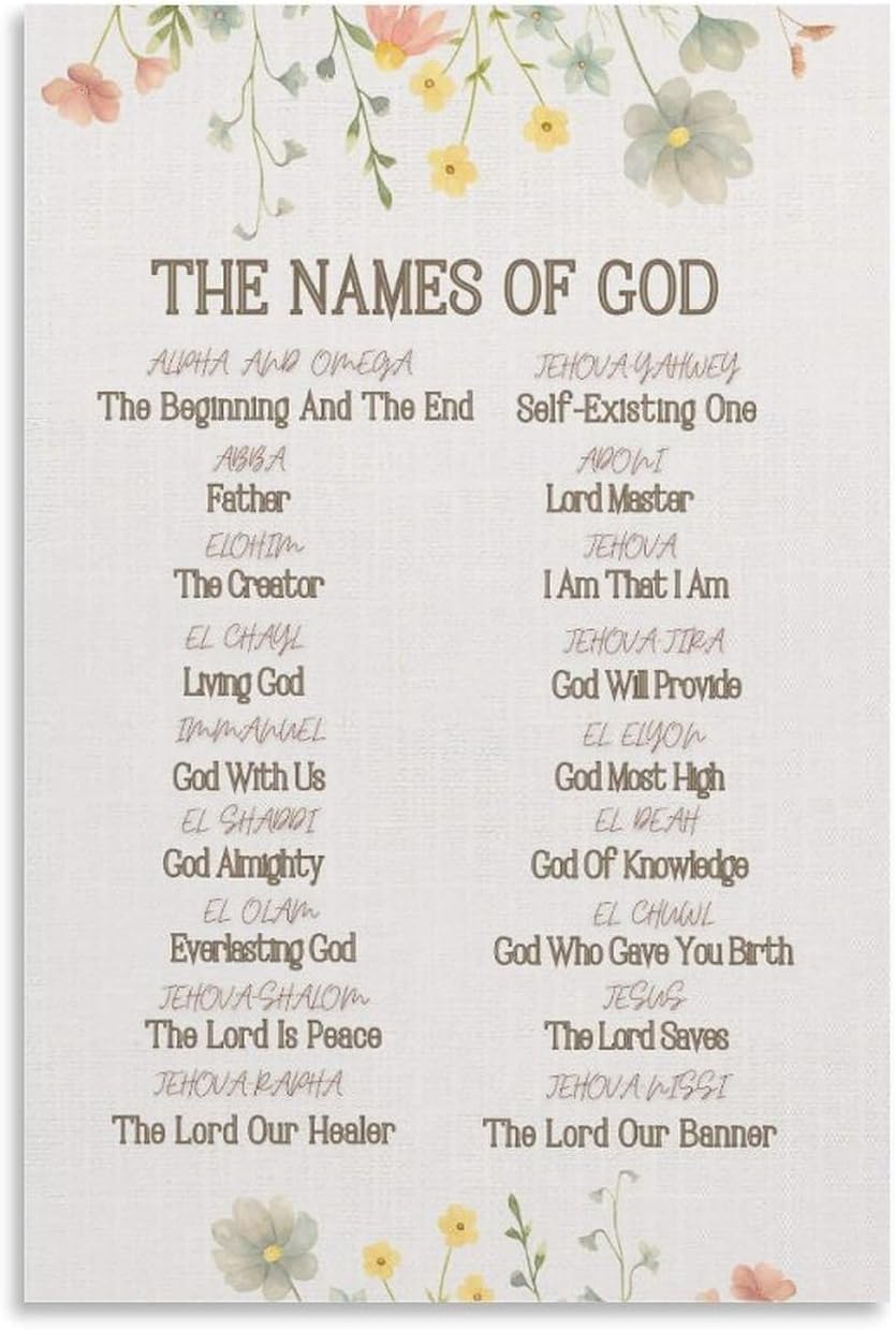 Amazon.com: FOLIUMK Names of God Poster Christian Wall Art Canvas Art ...